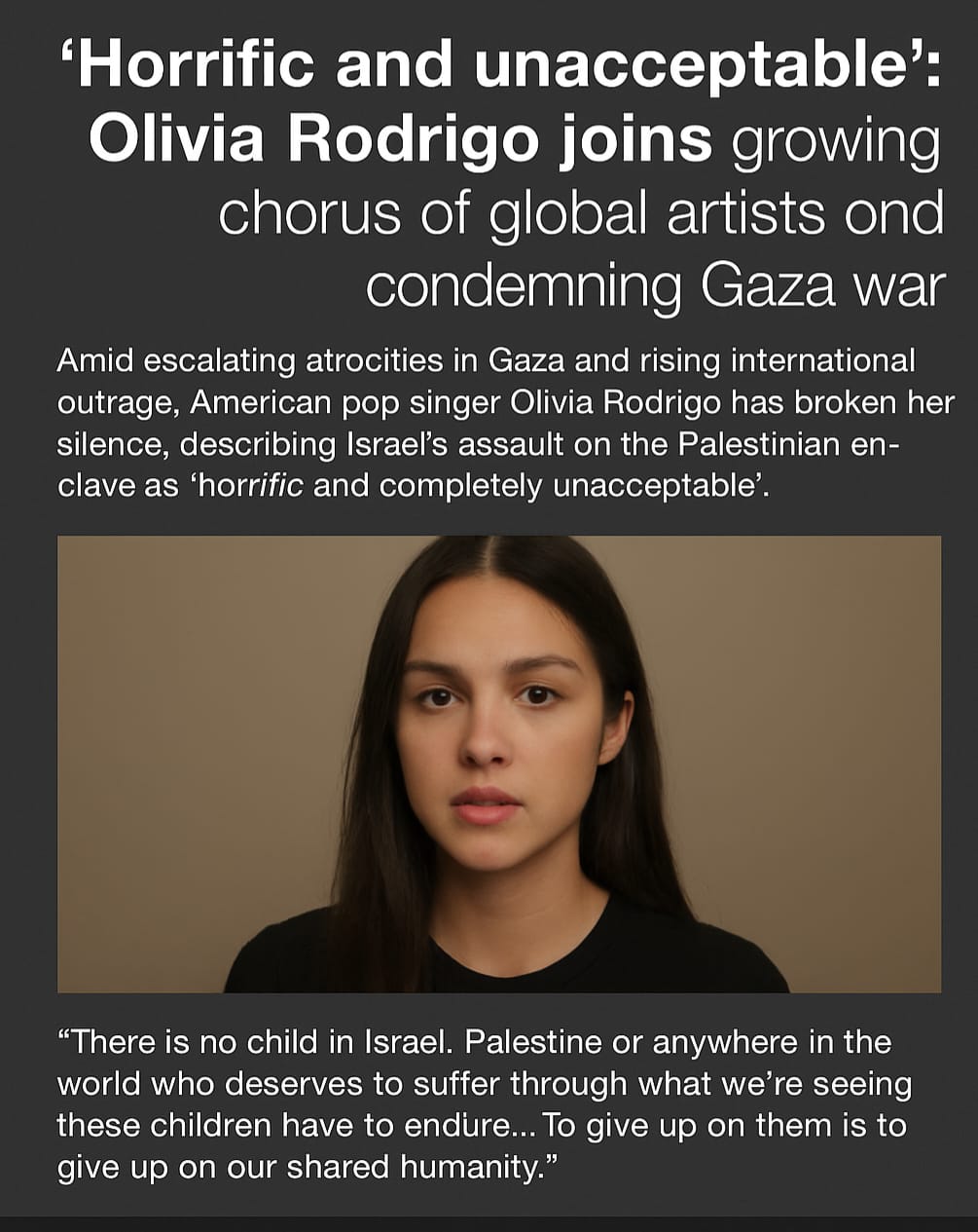 US Pop Star Joins Global Chorus Against Gaza War